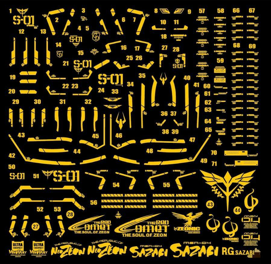 (OOS) RG Sazabi Gold Metal Sticker, Hobbies & Toys, Toys & Games on ...