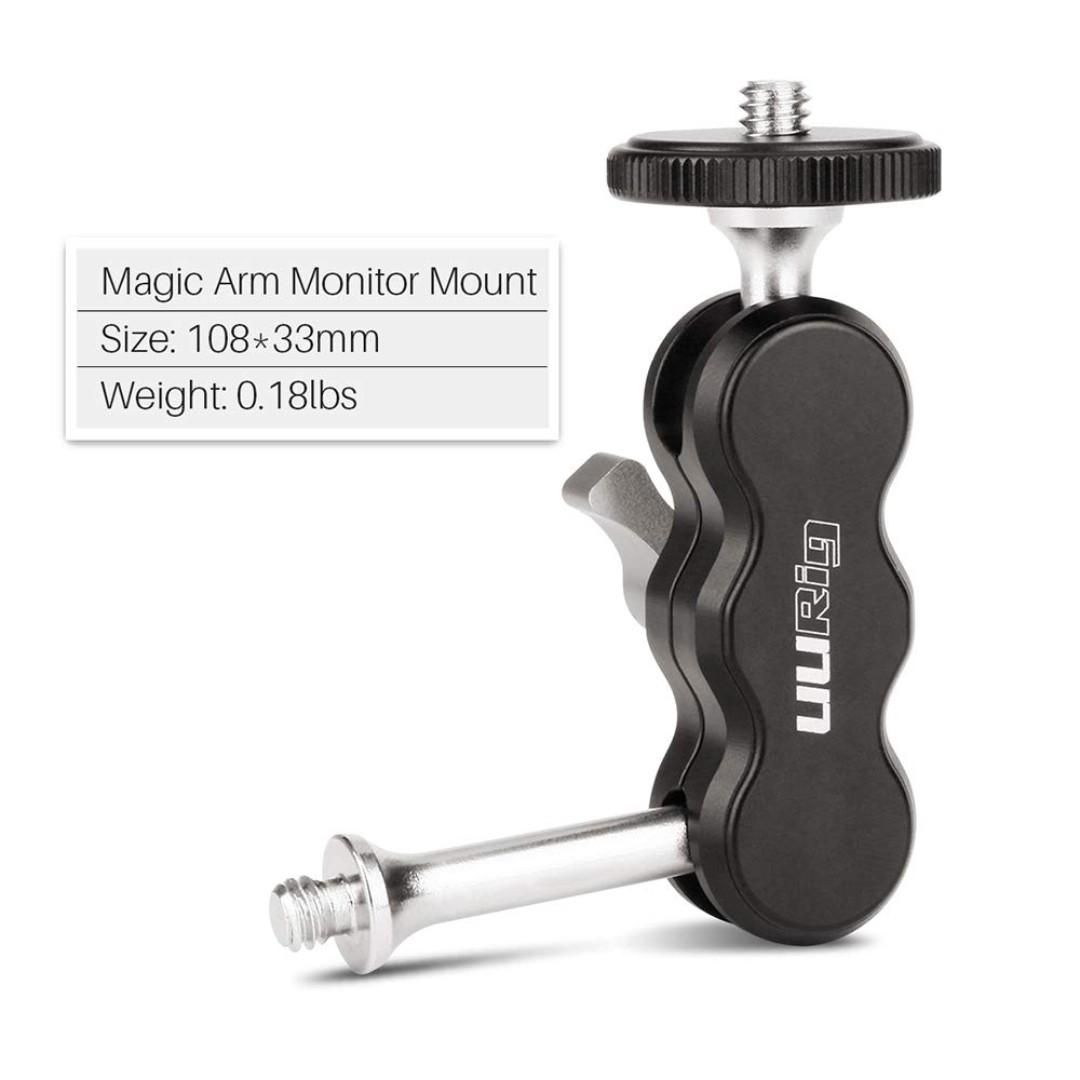 UUrig R002 Magic Arm Mount with Double Ball Head 1/4" Adapter for ...