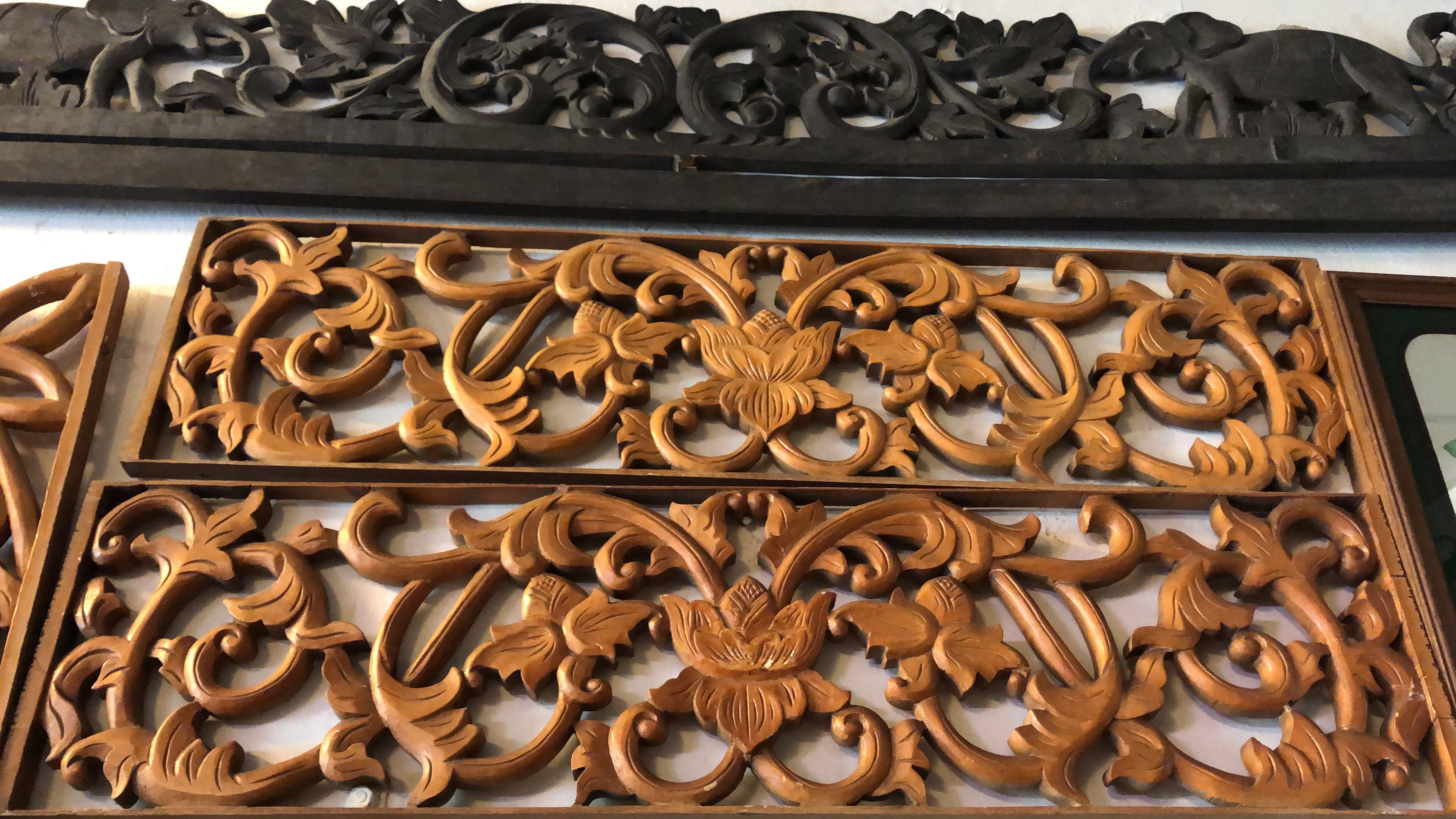 Antique vintage wooden carvings from kampung house, Furniture & Home ...