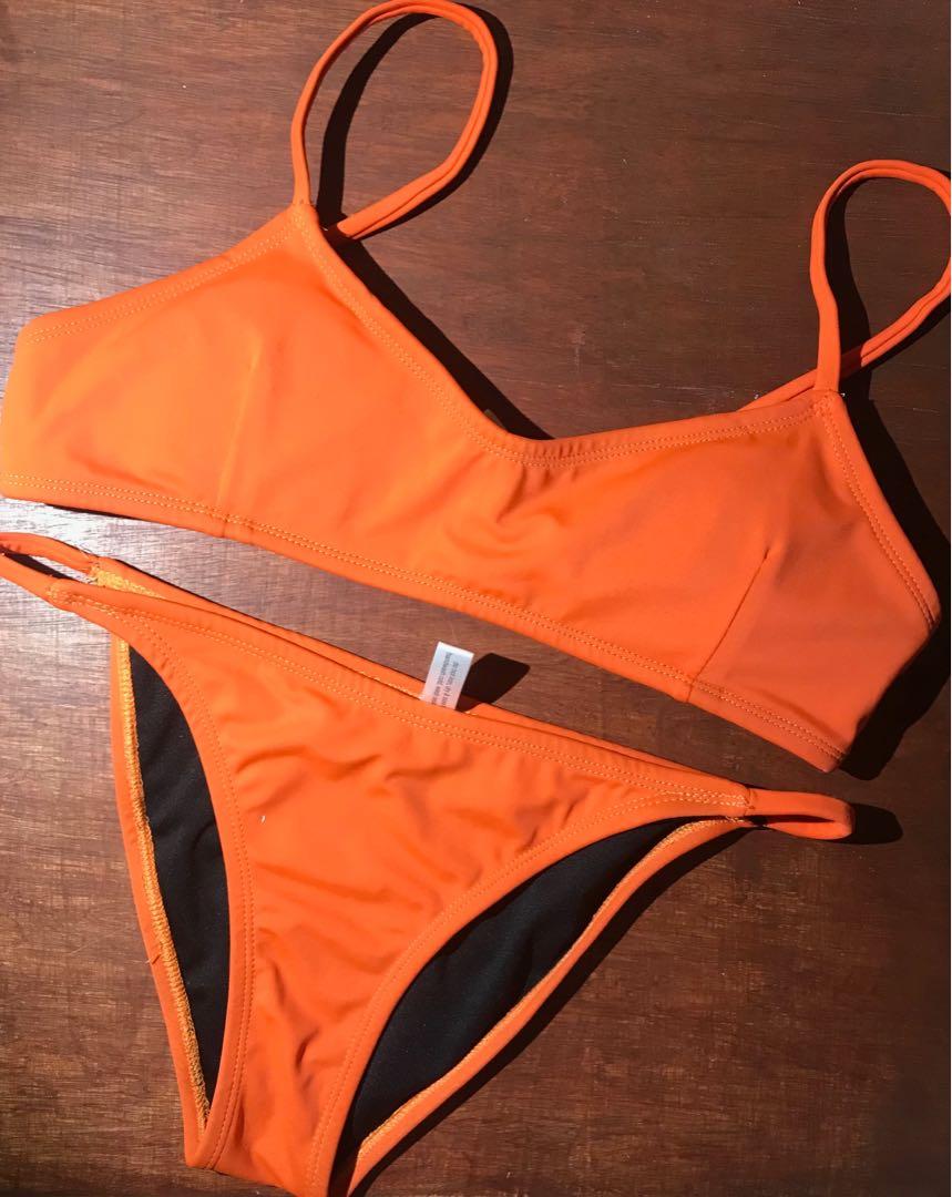 Eightmermaid Two Piece Swimwear Orange Bikini, Women's Fashion, Tops ...