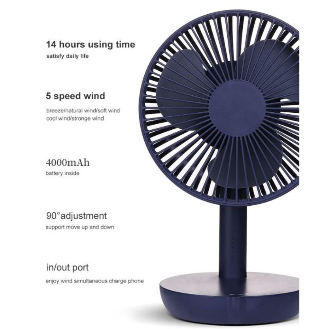 5th Generation USB Desktop Table Fan Mini Wireless Rechargeable Long ...