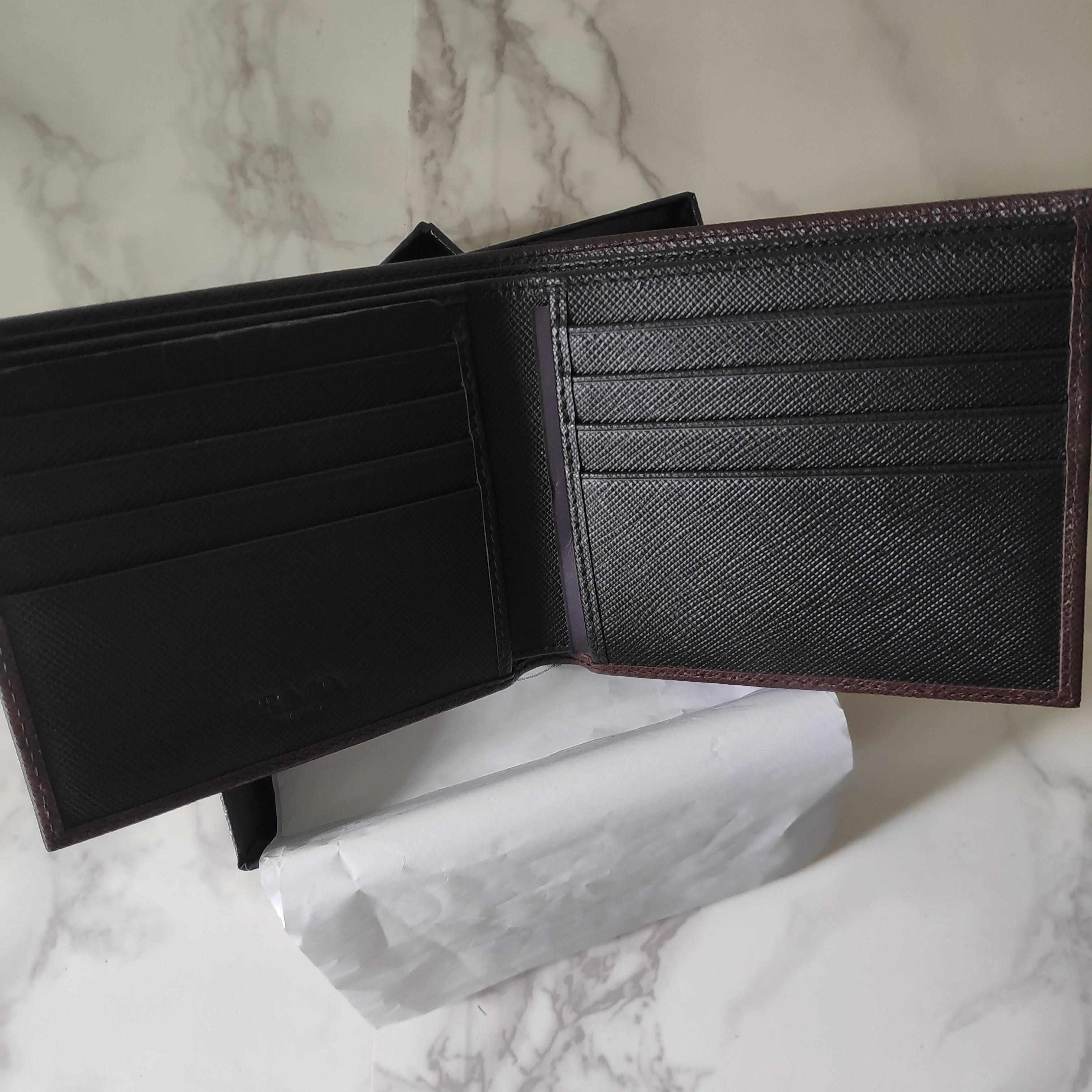 Authentic Prada 2MO513 Bi-fold Saffiano Bicolo Wallet, Men's Fashion ...