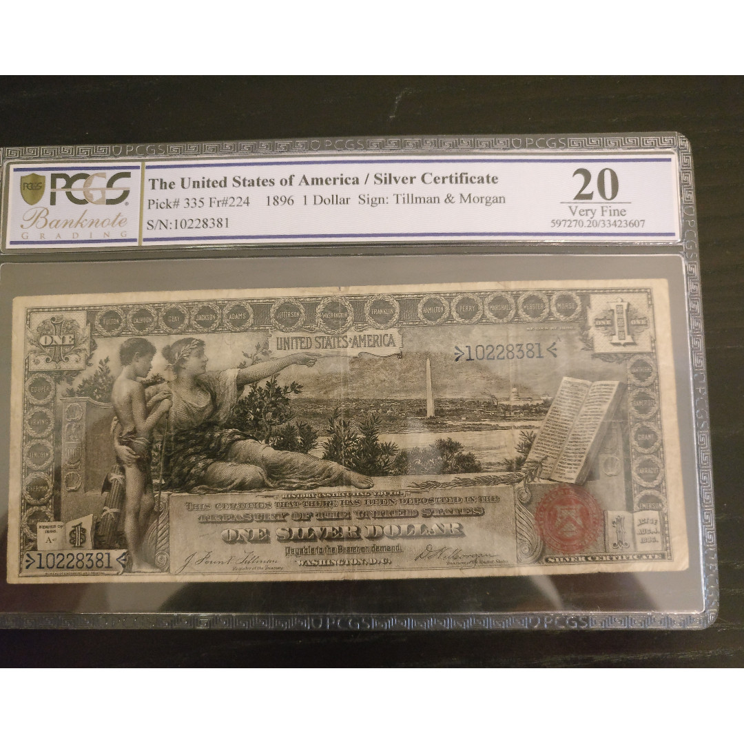 FR 224 Pick 335 1896 US 1 Dollar Silver Certificate (PCGS - 20 VERY ...