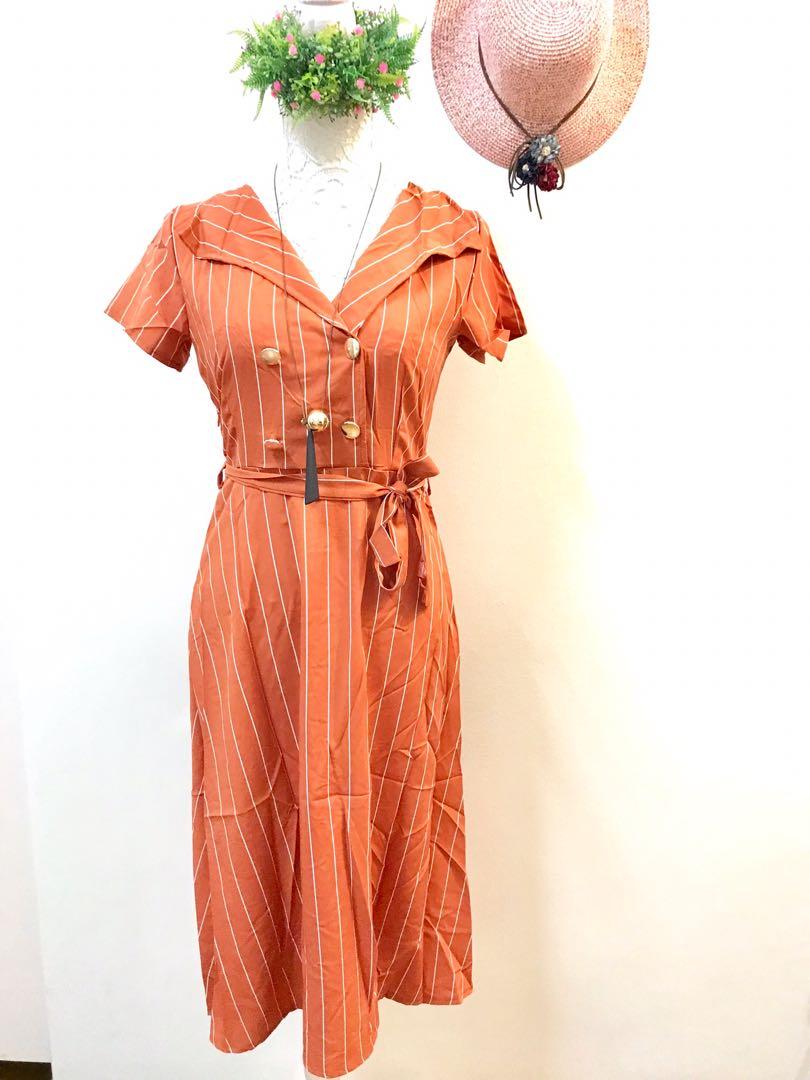 Rust color midi style dress, Women's Fashion, Dresses & Sets, Dresses ...
