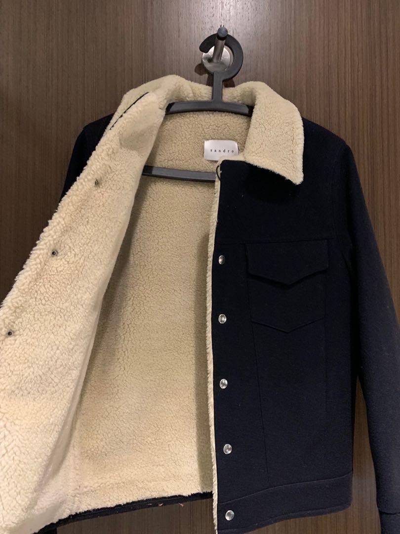 Sandro Shearling Jacket, Men's Fashion, Coats, Jackets and Outerwear on ...