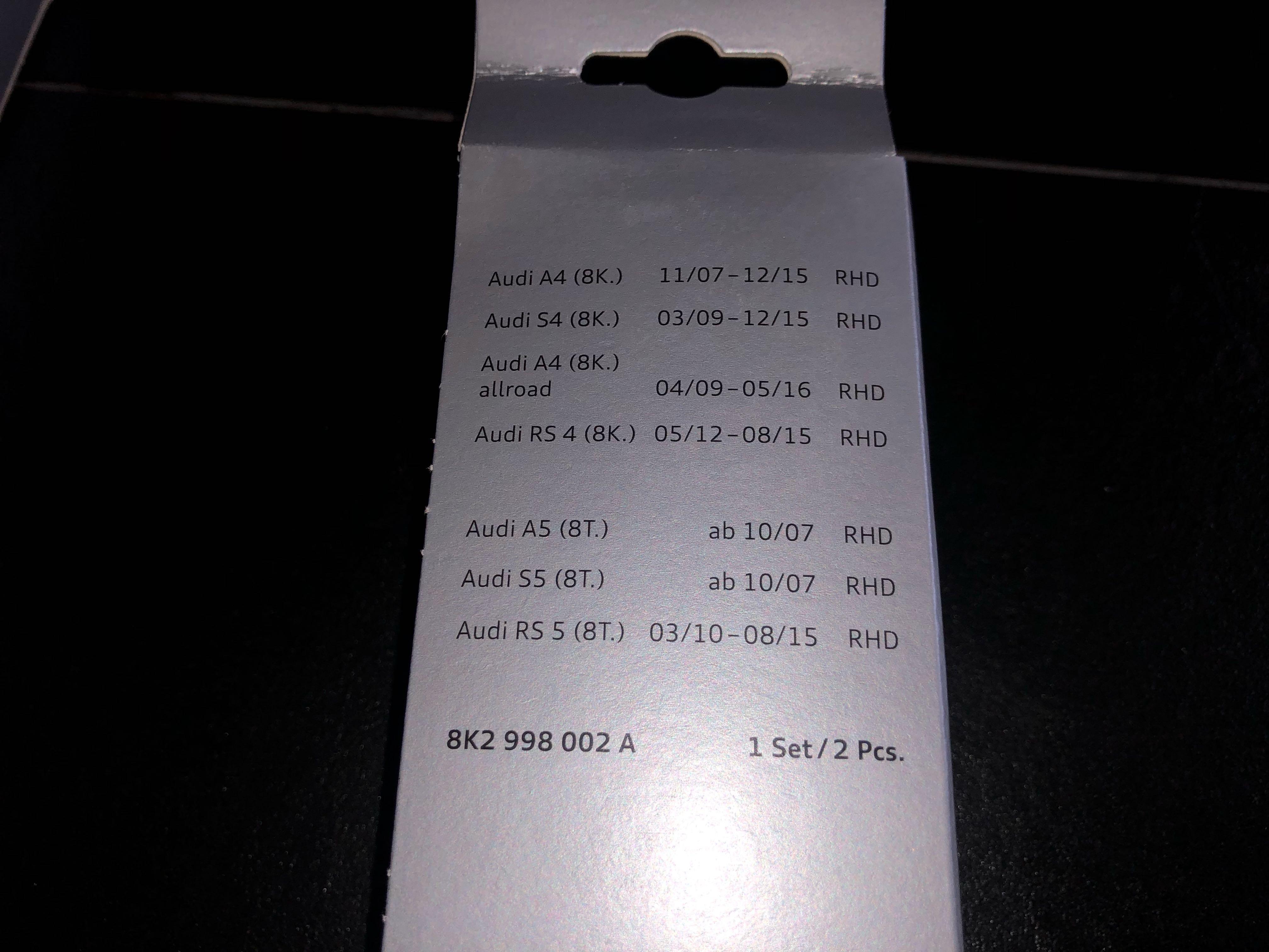 8K2998002A Front Aero Wiper Blade Set A4 A5 RS4 RS5 S4 S5 B8 B8.5 A6 C7 ...