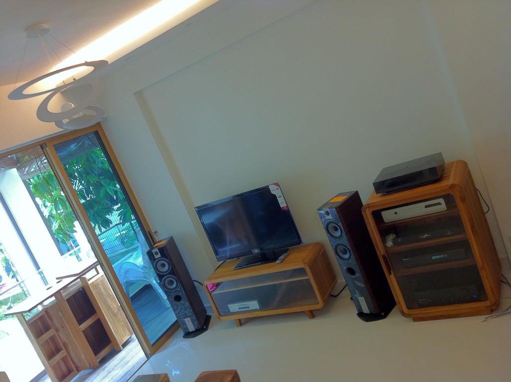 Audio Visual Electronic Equipment Rack - Solid Teak Wood with glass door, Furniture & Home ...