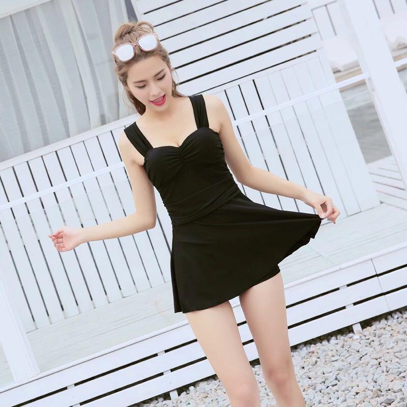 Basic black swimsuit, Women's Fashion, Tops, Sleeveless on Carousell
