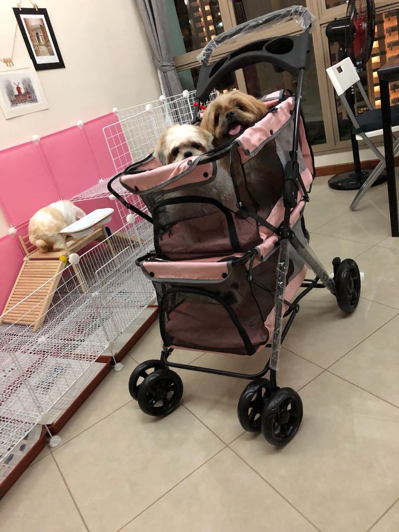 BELLO dog car double pet stroller stroller cats and dogs pet car ...