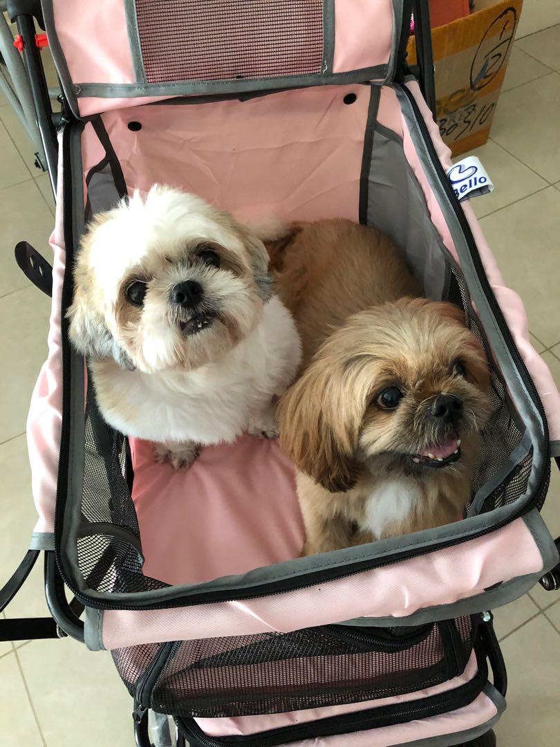 BELLO dog car double pet stroller stroller cats and dogs pet car ...