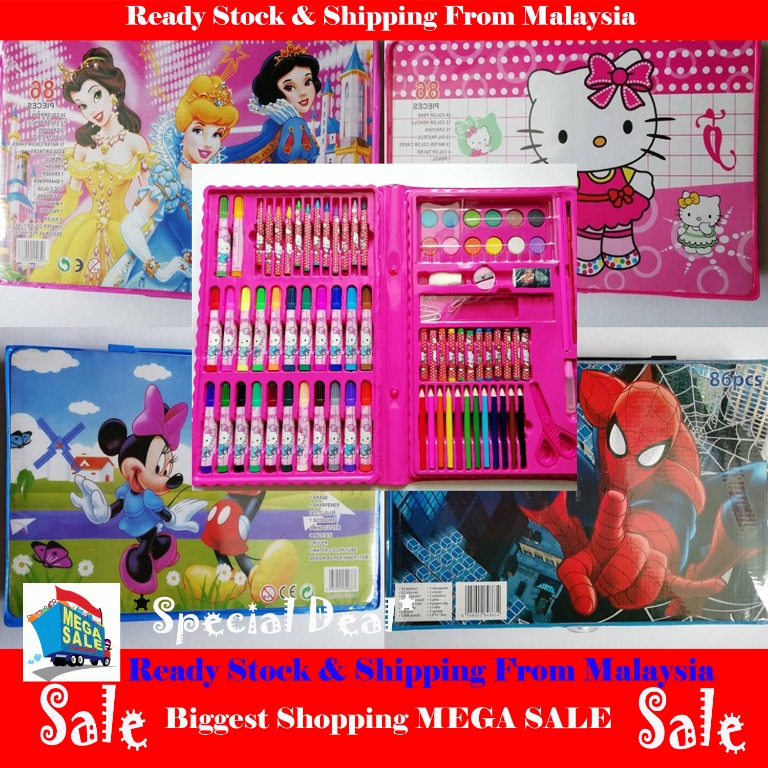 [MEGA SALES] 86 pieces Cartoon Colouring Set Gift Set Artwork Crayon ...