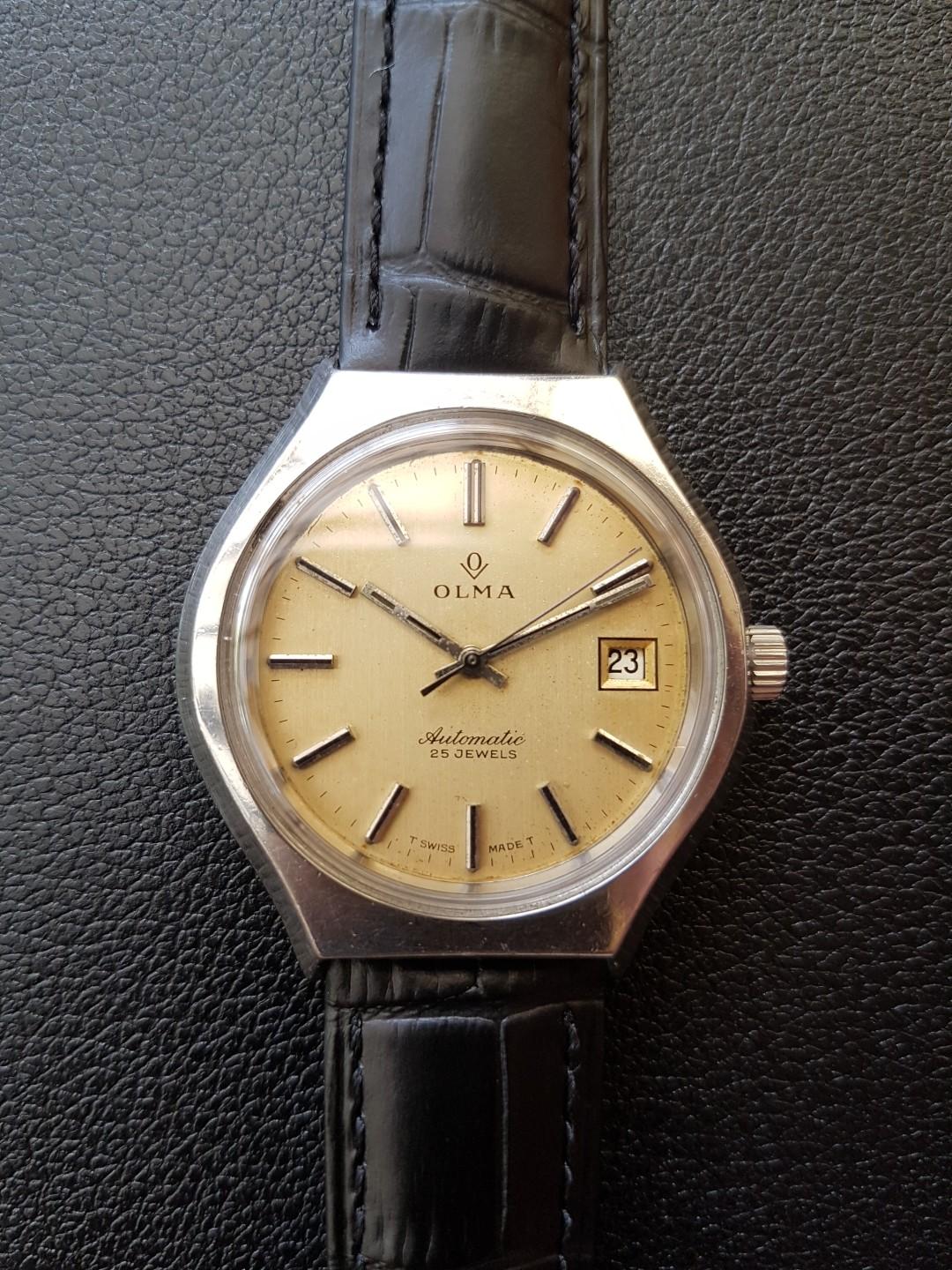 vintage swiss made Olma automatic gents watch, Women's Fashion, Watches ...
