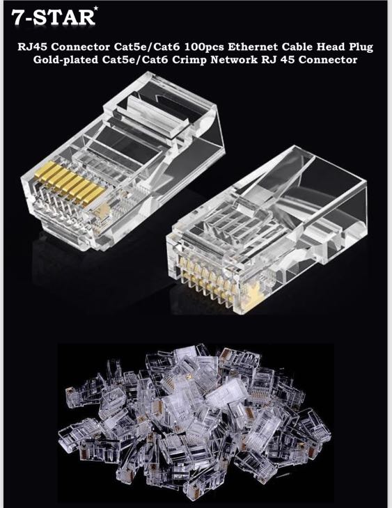 [100PCS] RJ45 Connector for CAT6, CCTV Camera, IP Camera, Lan Cable ...