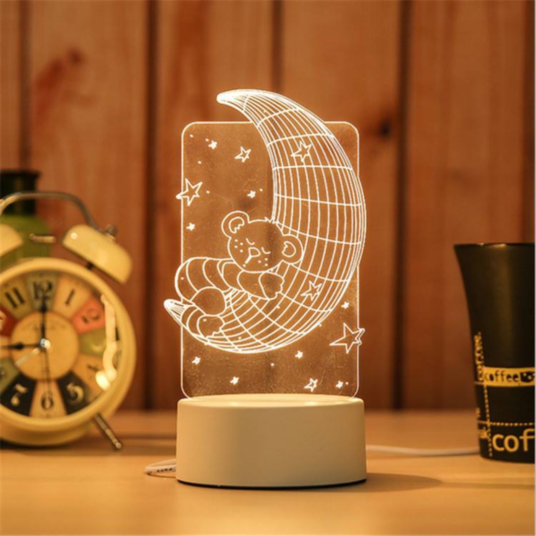 3D Optical Illusion LED Table Night Light(Moon), Everything Else ...