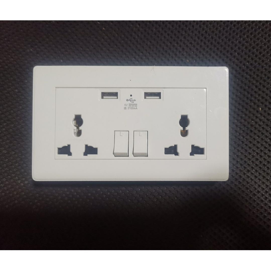 2 Gang Power Point with Double USB Port - $18.00 & Legrand Power Switch ...