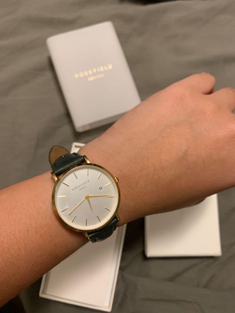 Rosefield AMS | NYC Dark Green Leather Watch, Women's Fashion, Watches ...