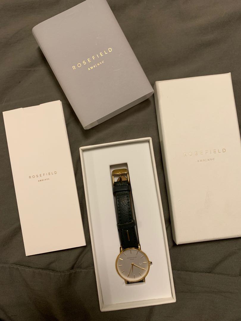 Rosefield AMS | NYC Dark Green Leather Watch, Women's Fashion, Watches ...