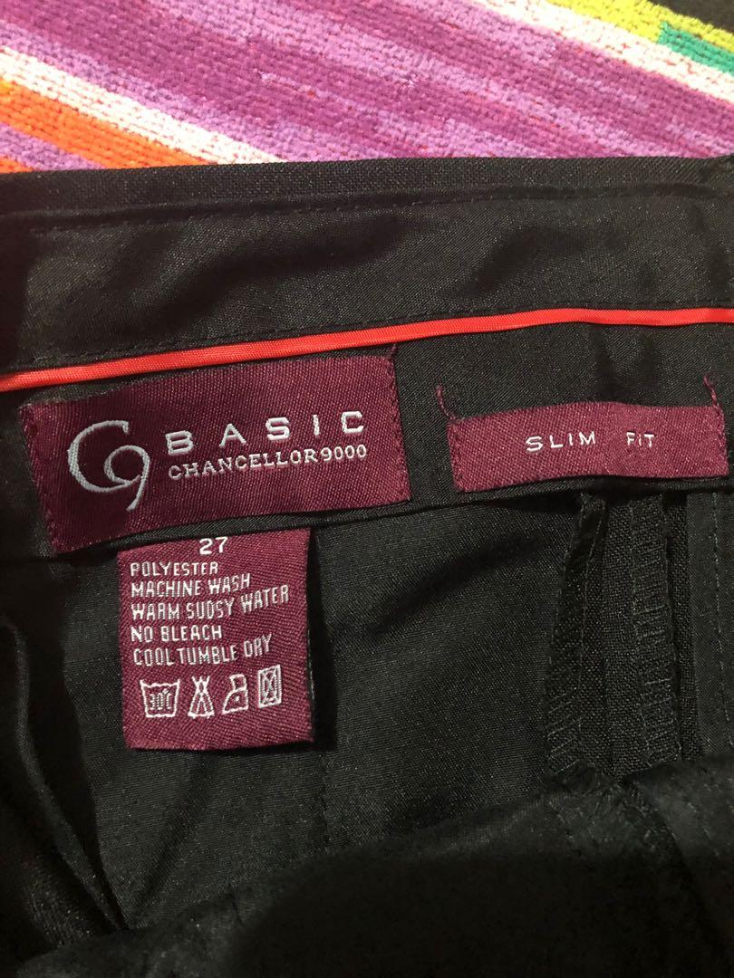 Chancellor 9000 Slim Fit Black Pants size 27, Men's Fashion, Bottoms ...