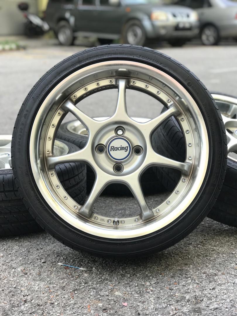 enkei rs 17 inch sports rim myvi tyre 80%, Auto Accessories on Carousell