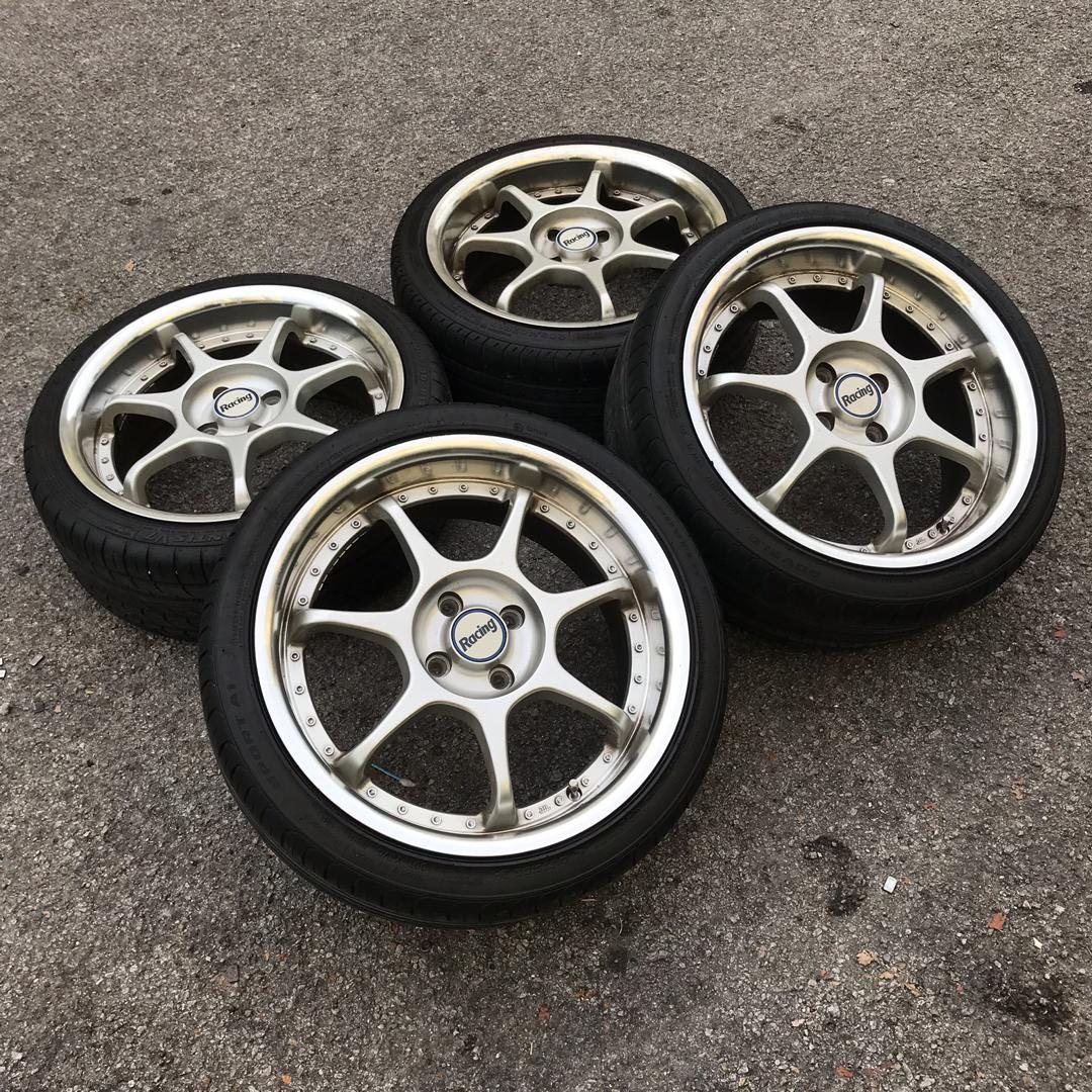 enkei rs 17 inch sports rim myvi tyre 80%, Auto Accessories on Carousell