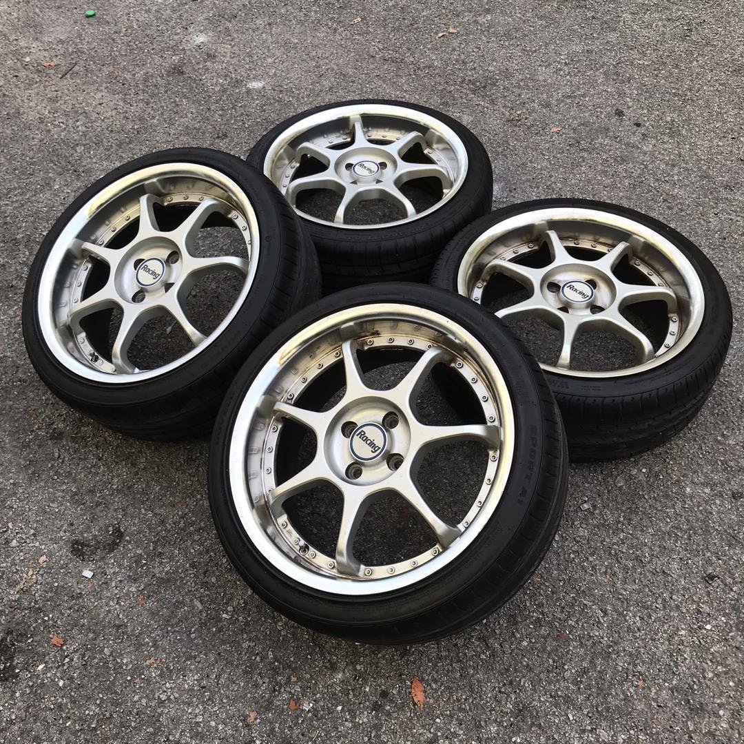 enkei rs 17 inch sports rim myvi tyre 80%, Auto Accessories on Carousell