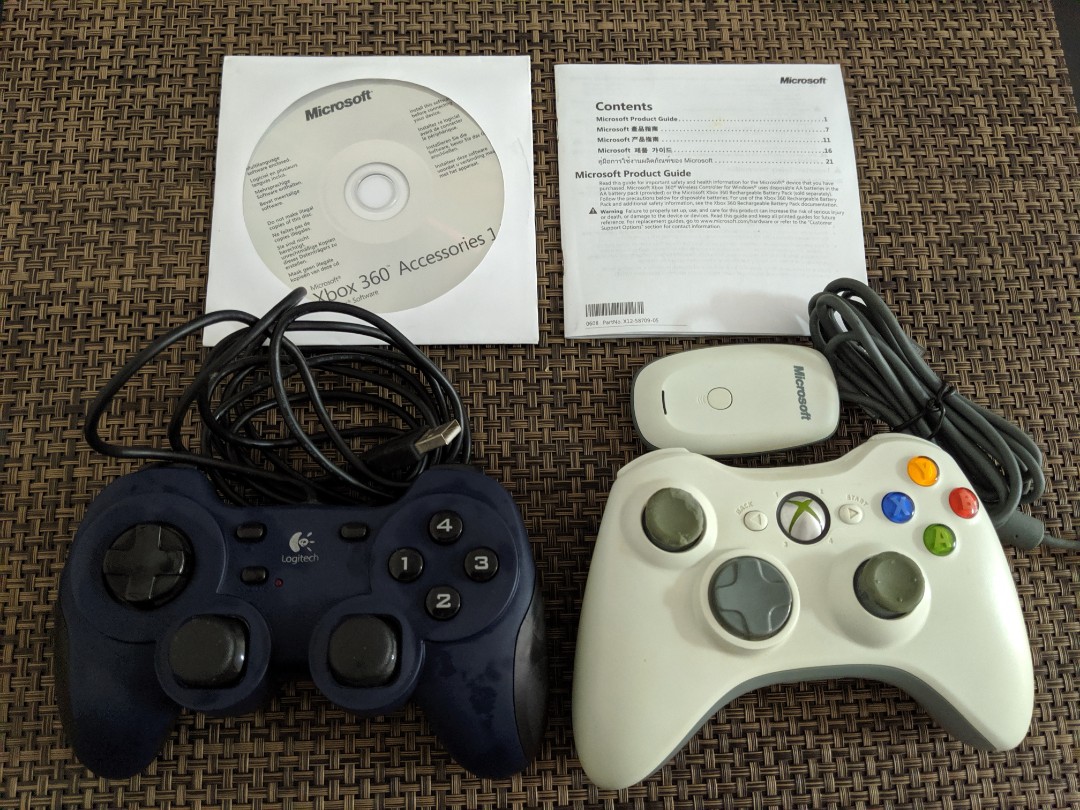 Microsoft XBOX 360 Wireless Controller + Logitech Dual Action ...