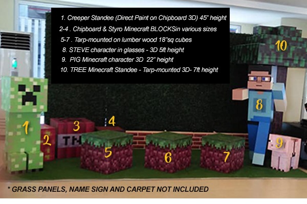 MINECRAFT BIRTHDAY PARTY DISPLAY PROPS, Hobbies & Toys, Stationary ...