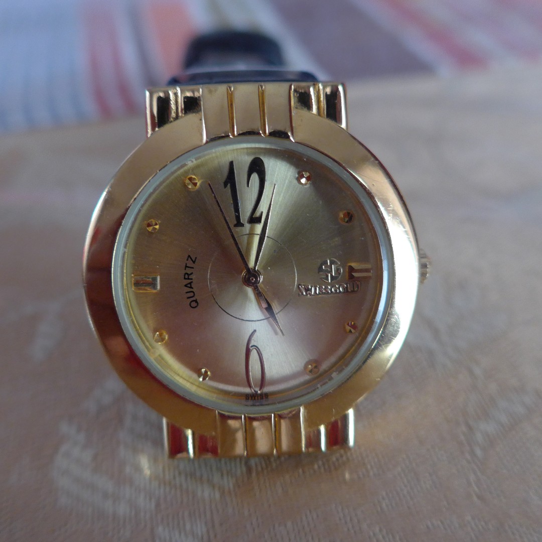 Swisgold Quartz Round Gold Watch, Luxury, Watches on Carousell