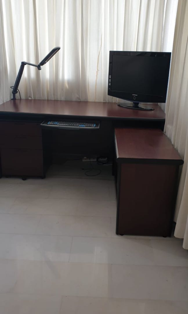 Wide Study Table with storage, Furniture & Home Living, Furniture ...