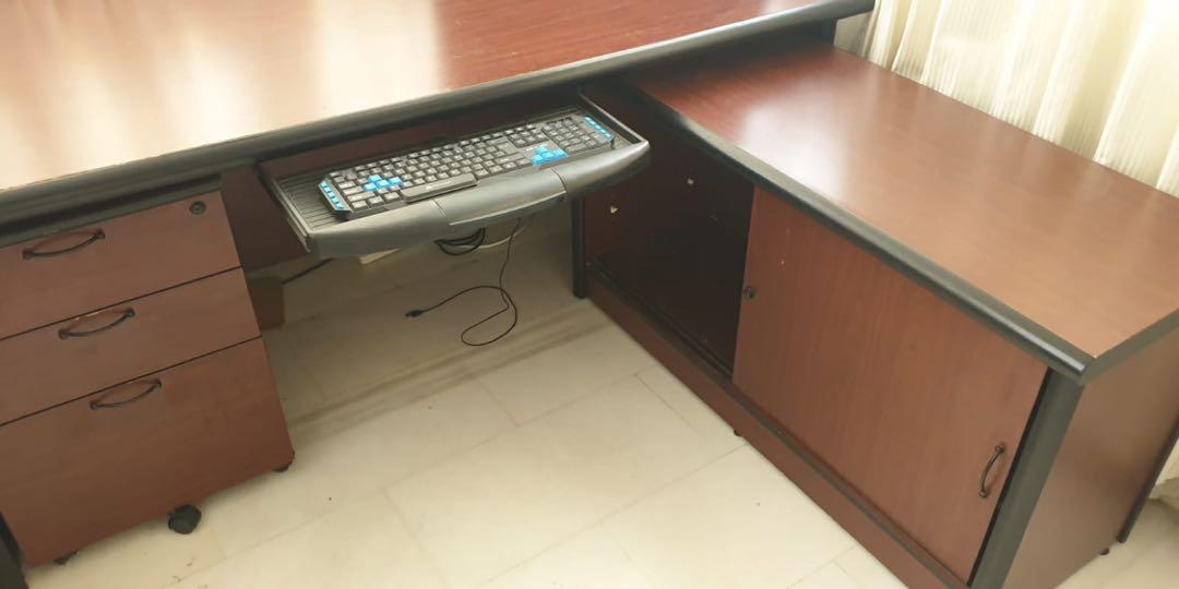 Wide Study Table with storage, Furniture & Home Living, Furniture ...