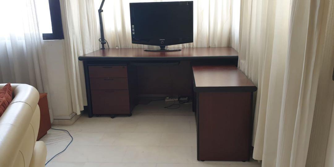 Wide Study Table with storage, Furniture & Home Living, Furniture ...