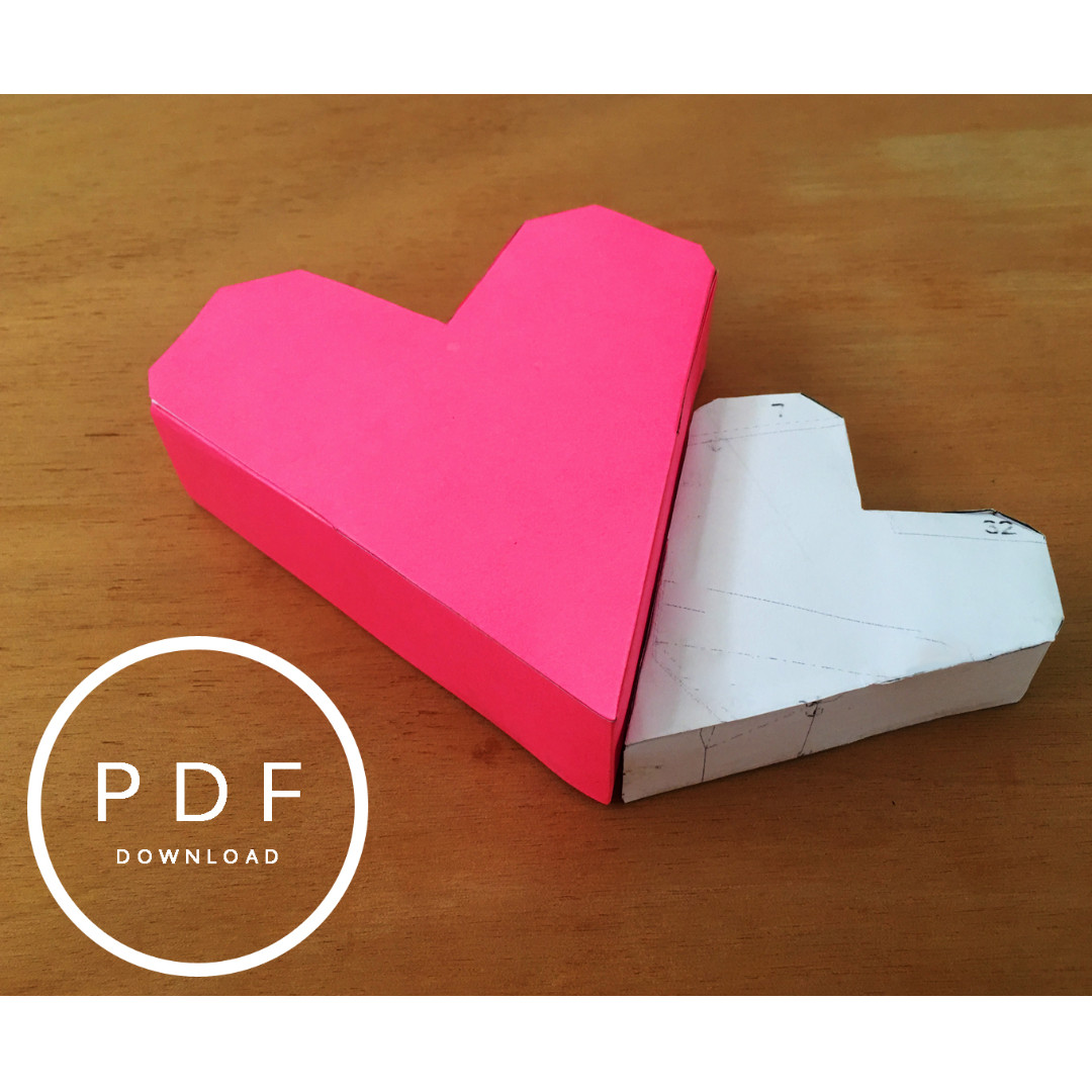 DIY Papercraft Heart Love Simple - printable digital template 11.2 x 11 ...