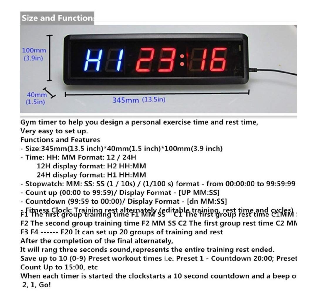 Larger LED Digital Interval Training Timer Best for Gym Crossfit ...