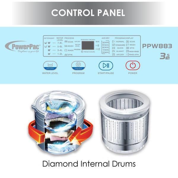 PowerPac Top Load Washing Machine 3.5Kg Washload (PPW883), TV & Home ...