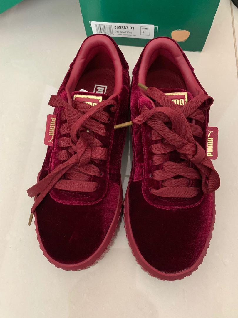 Puma Cali Red Velvet Shoe US7, Women's Fashion, Footwear, Sneakers on ...