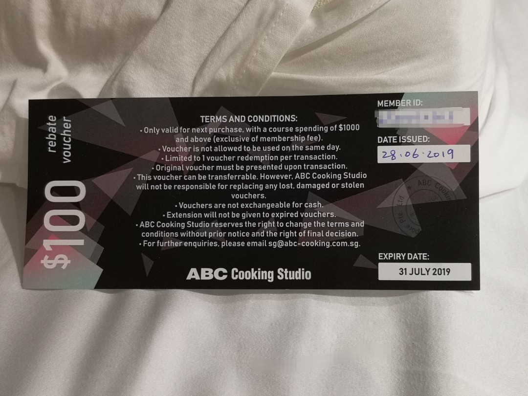 ABC Cooking Studio $100 voucher (exp 31/7/19), Food & Drinks, Local ...