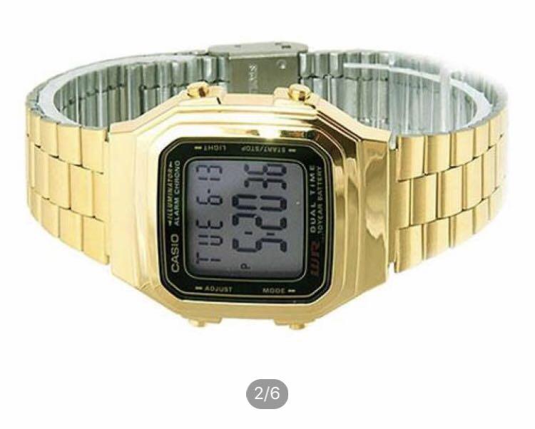 Casio Vintage Gold Stainless Steel Bracelet Digital Quartz Watch ...