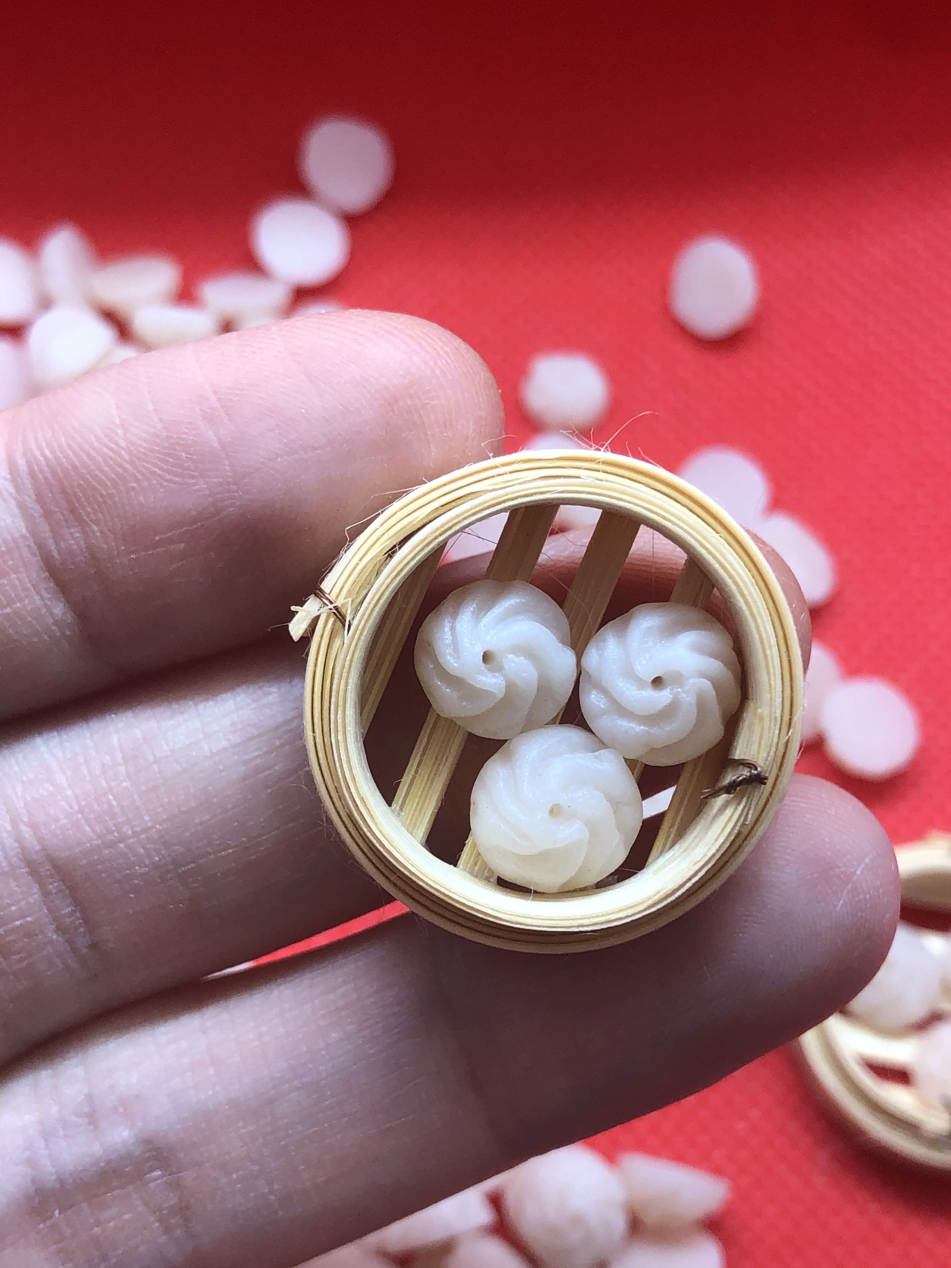 Handmade Miniature Dim sum Xiao Long bao in basket (clay), Hobbies ...
