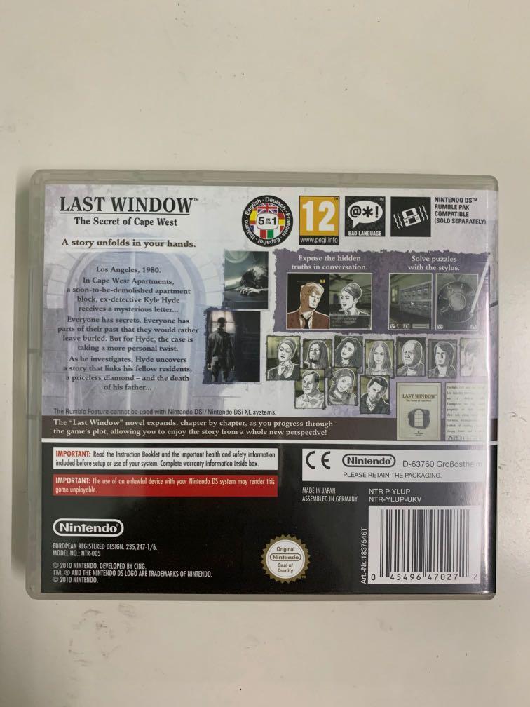 Last Window: The Secret of Cape West (NDS), Video Gaming, Gaming ...