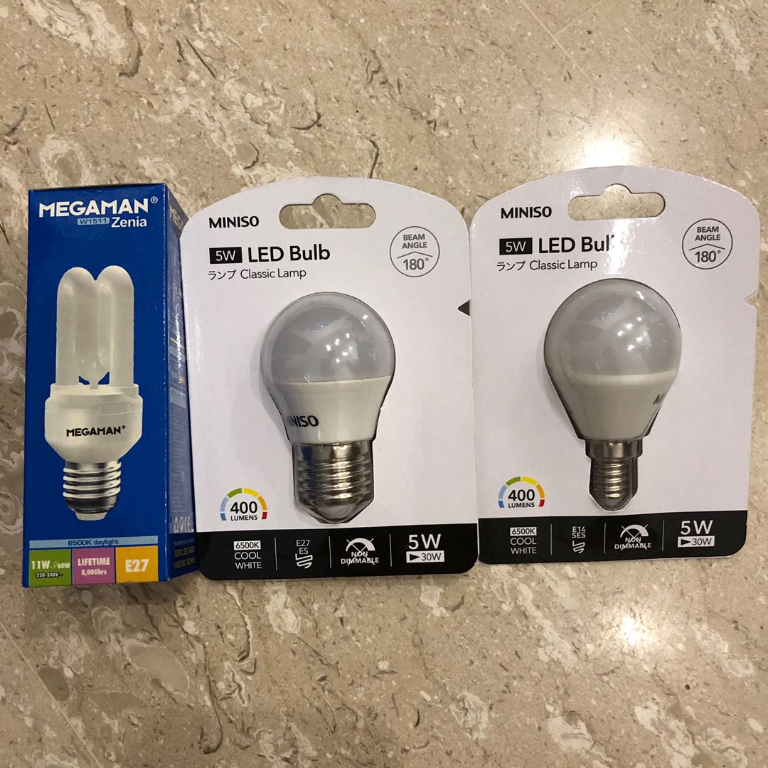 Megaman bulb and Miniso LED bulb, Furniture & Home Living, Lighting ...