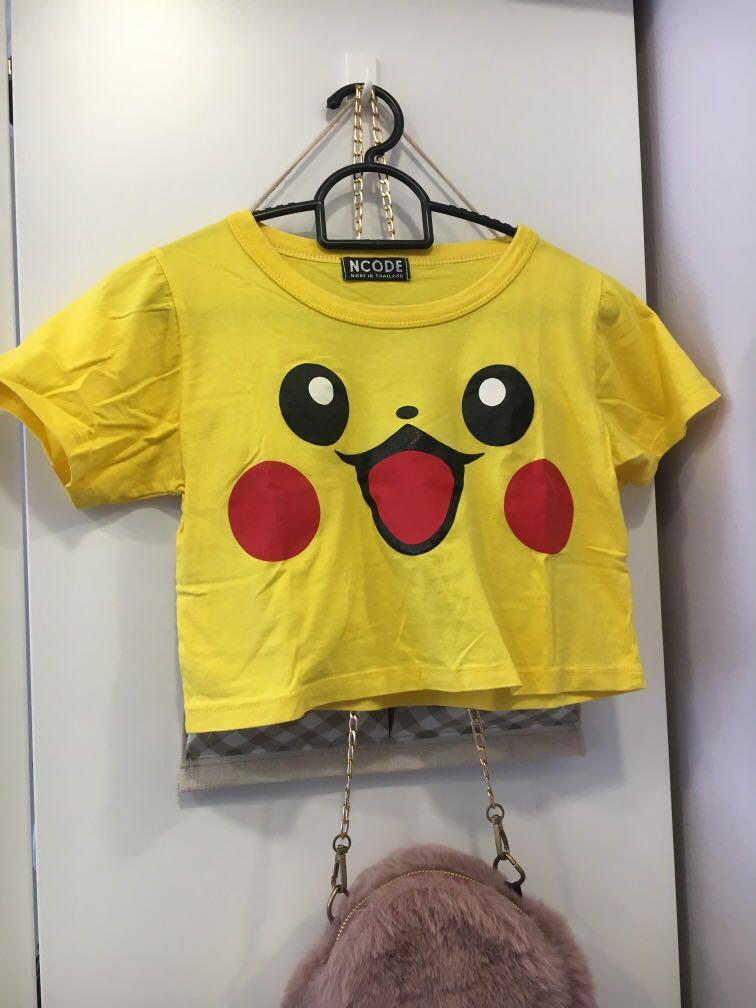 Pikachu Crop Top, Women's Fashion, Tops, Sleeveless on Carousell