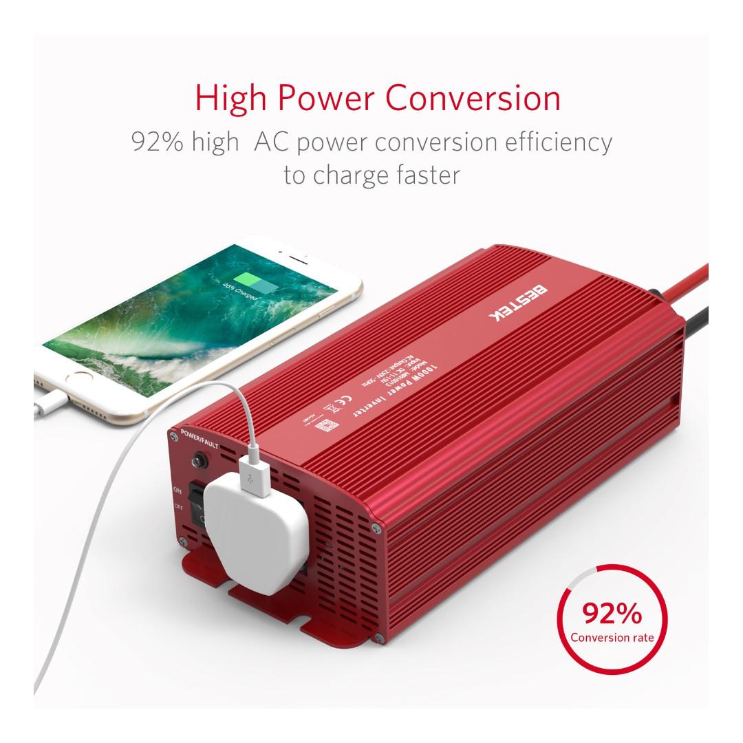 T206 BESTEK 1000W Power Inverter DC 12V to AC Outlet 230V 240V Voltage ...