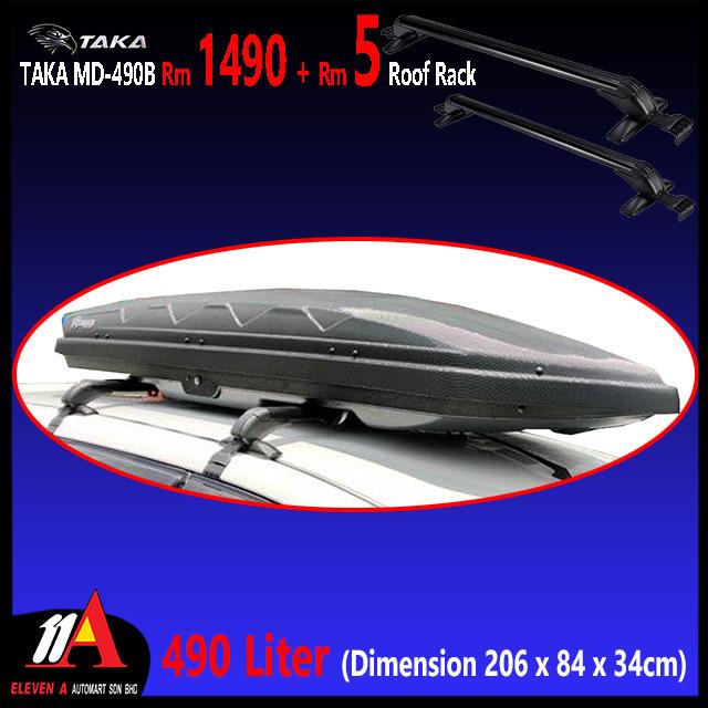 Taka Roofbox TK-490B Carbon Look Slim Design Roof box With Roof Rack ...