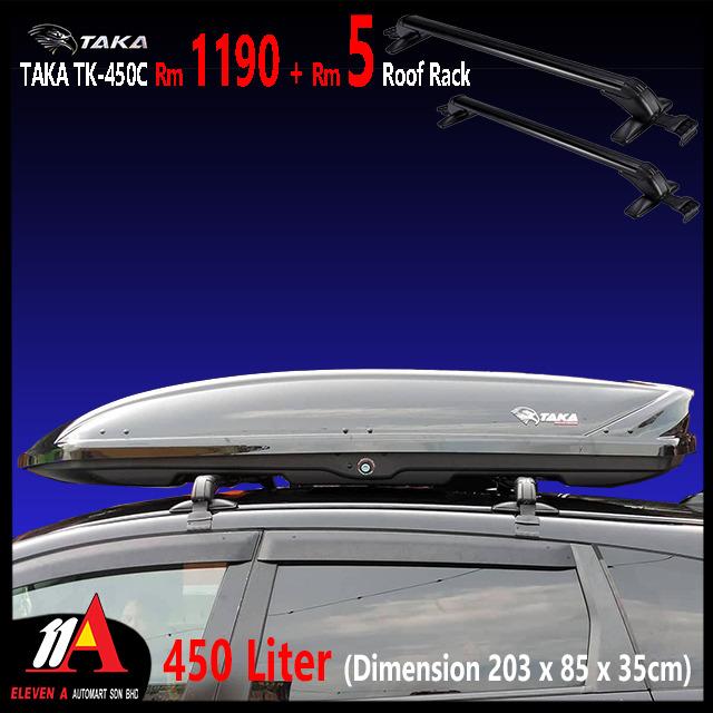 Taka Roofbox TK-450C Slim Glossy Roof box With Roof Rack, Auto ...