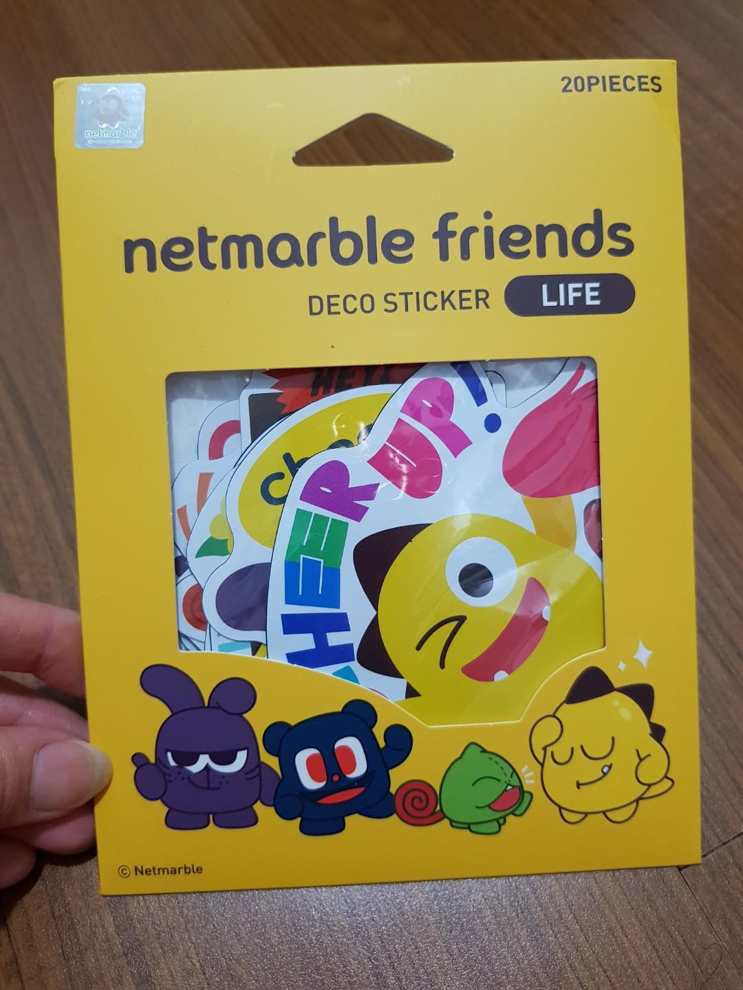 全新 韓國 Netmarble Friends 官方正版 20入 PVC貼紙 行李箱 安全帽 機車, 電玩遊戲相關, 主機配件與周邊商品 ...