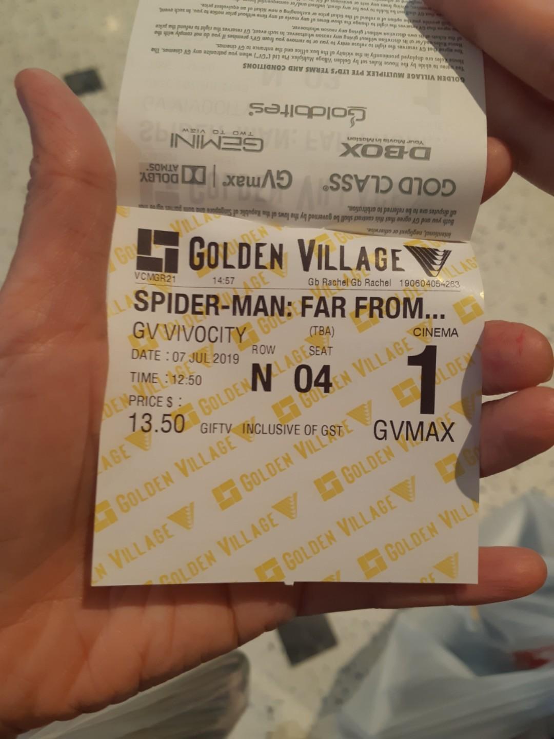 GV MOVIE TICKETS-SPIDERMAN FAR FROM HOME, Tickets & Vouchers, Vouchers ...