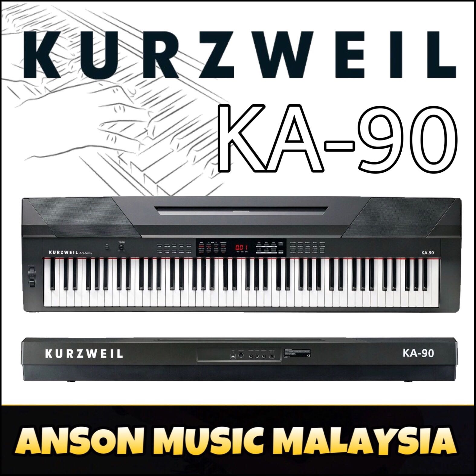 Kurzweil KA-90 Portable Digital Piano, Black, Hobbies & Toys, Music ...