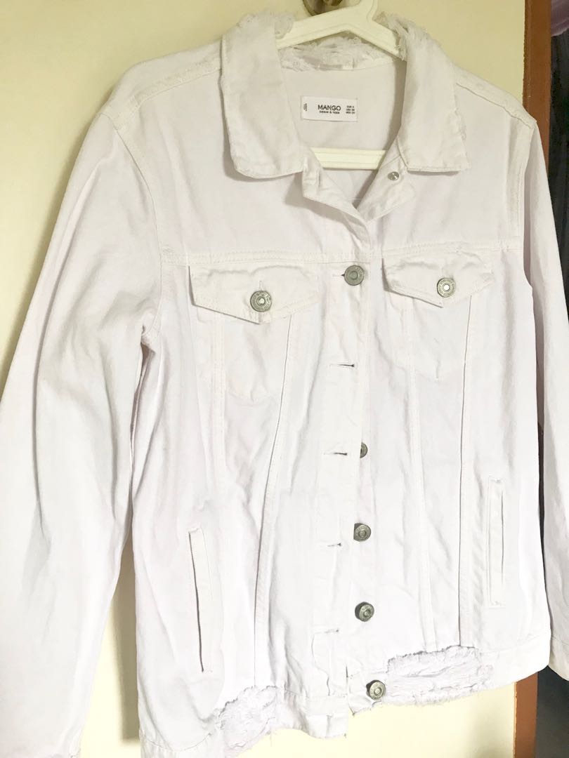 Mango white denim jacket, Women's Fashion, Coats, Jackets and Outerwear ...