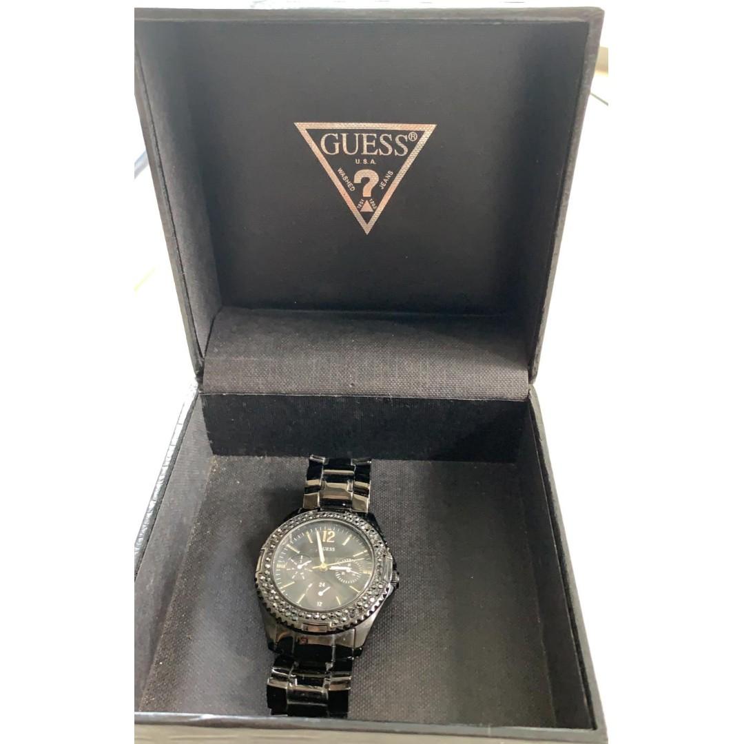Original Guess black watch with original box and guarantee card, Mobile ...
