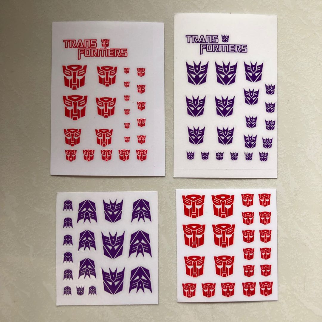 Transformers 2 Autobot & 2 Decepticon Logo Symbol Dry Decal Stickers ...